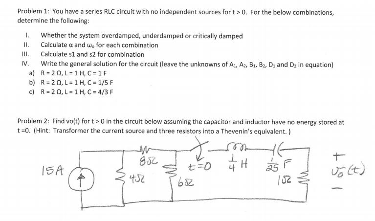 Solved Problem 1: You have a series RLC circuit with no | Chegg.com