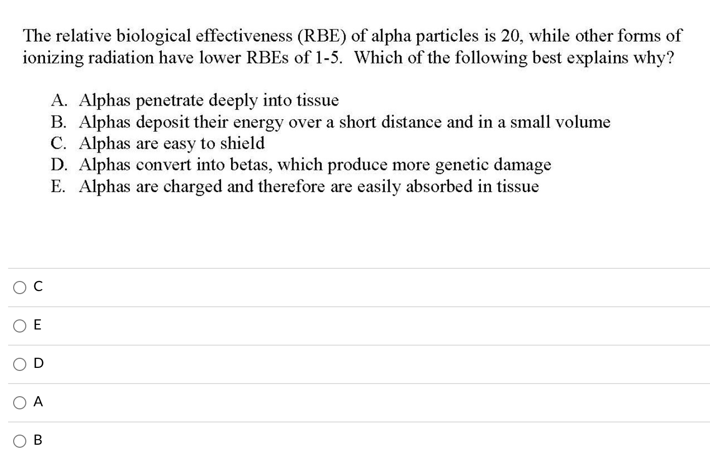 Solved The relative biological effectiveness (RBE) of alpha | Chegg.com