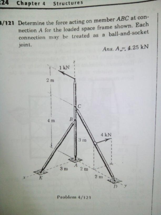 Solved 24 Chapter 4 Structures /121 Determine the force | Chegg.com