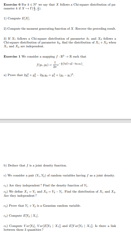Solved Exercise 0 ﻿For kinN** ﻿we say that x ﻿follows a | Chegg.com