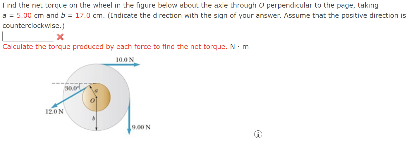 Solved Find the net torque on the wheel in the figure below | Chegg.com