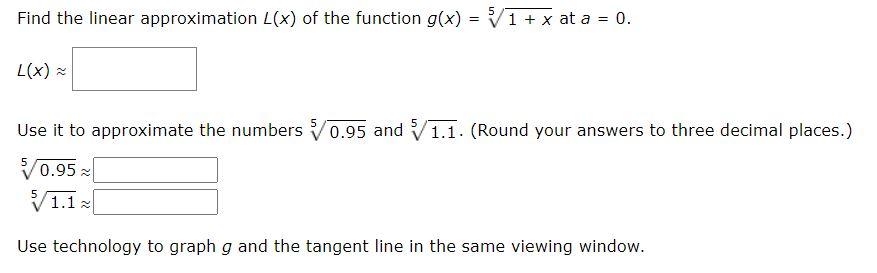 Solved Find the linear approximation L(x) of the function | Chegg.com