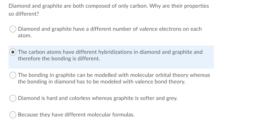 Solved Diamond and graphite are both composed of only | Chegg.com