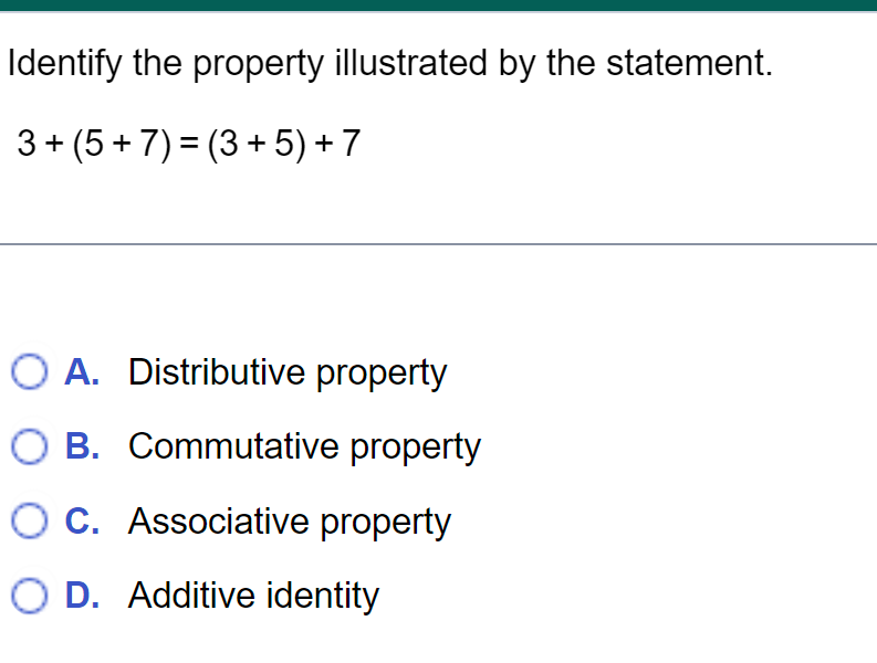 Solved Identify the property illustrated by the statement. | Chegg.com