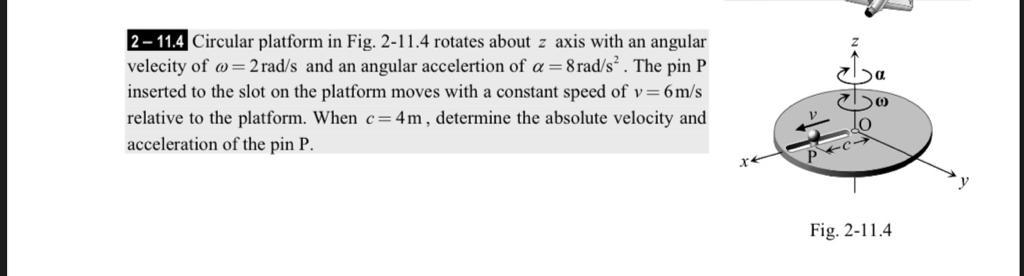 Solved 2-11.4 Circular platform in Fig. 2-11.4 rotates about | Chegg.com