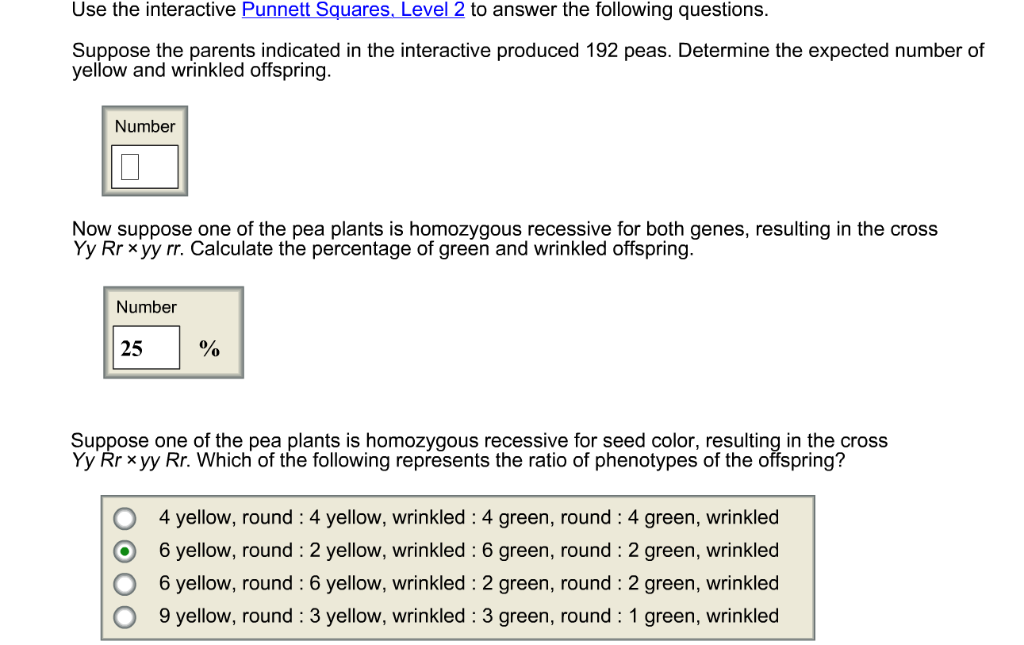 Solved Use the interactive Punnett Squares. Level 2 to | Chegg.com