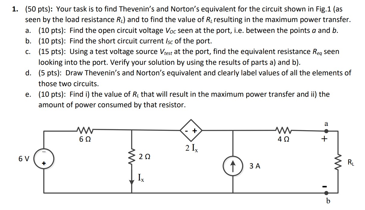 Solved Your task is to find Thevenin’s and Norton’s | Chegg.com