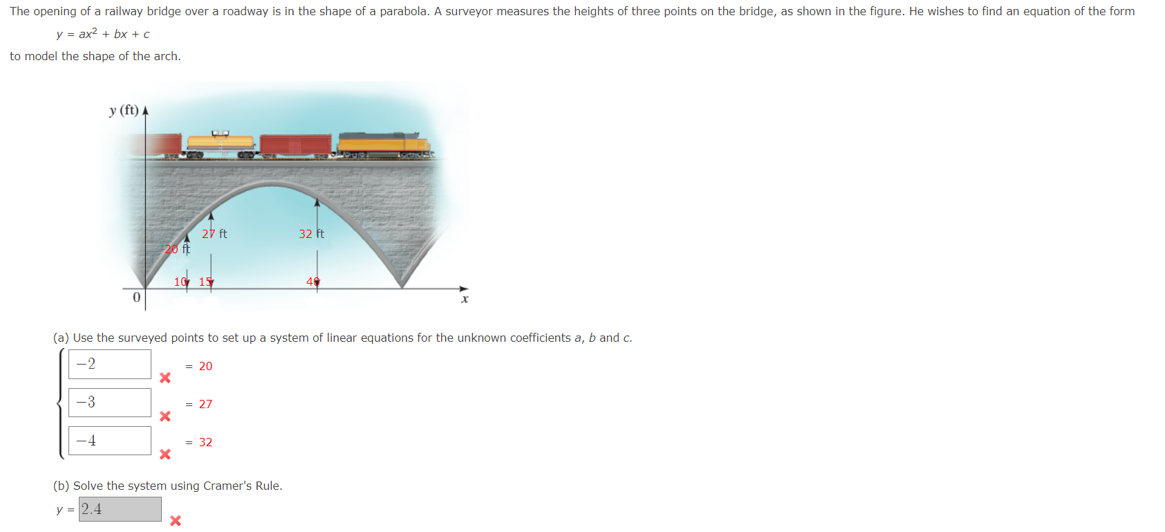 Solved y=ax2+bx+cto model the shape of the arch.(a) ﻿Use the | Chegg.com