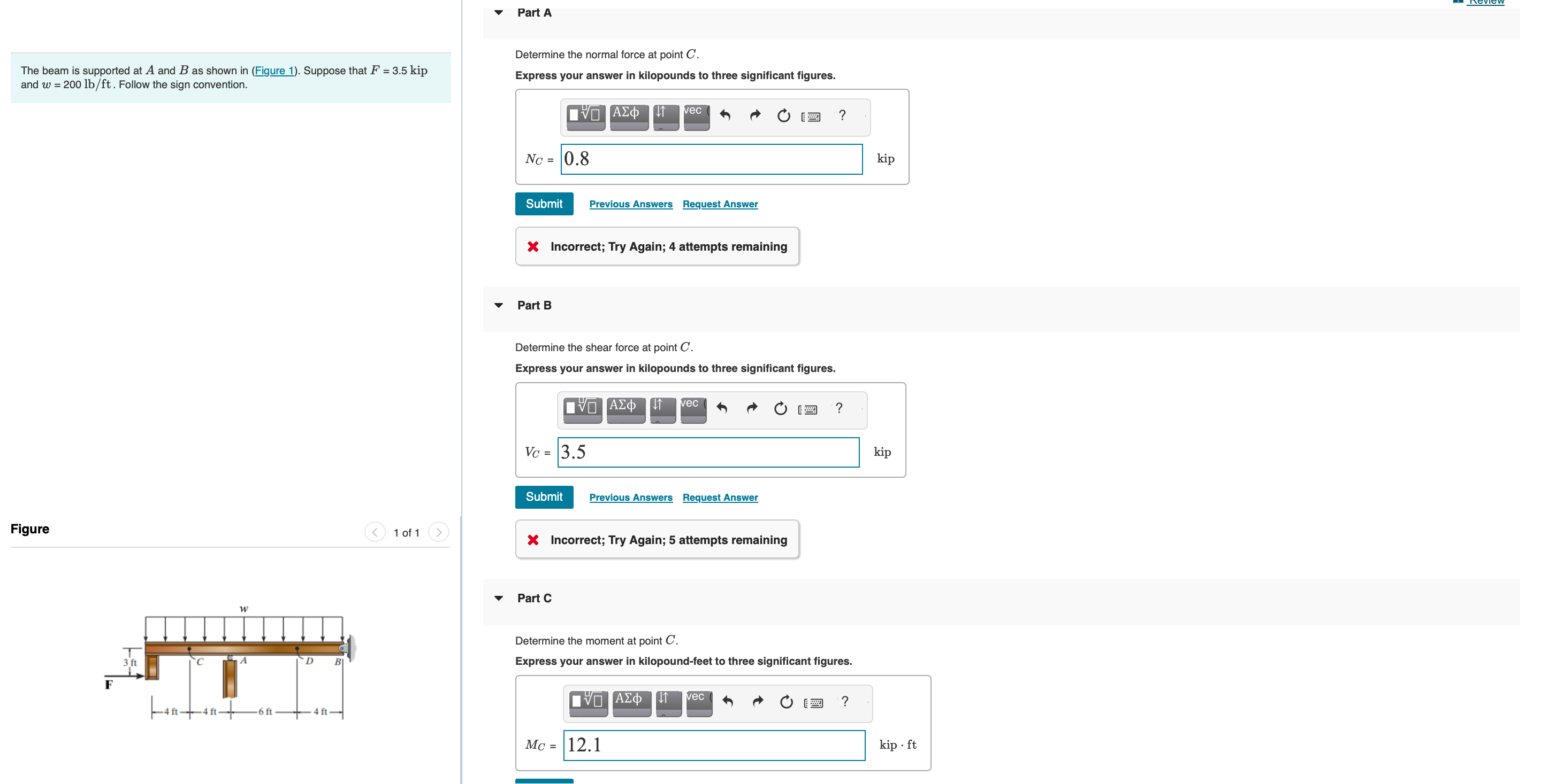 Solved The beam is supported at A and B as shown in (Figure | Chegg.com
