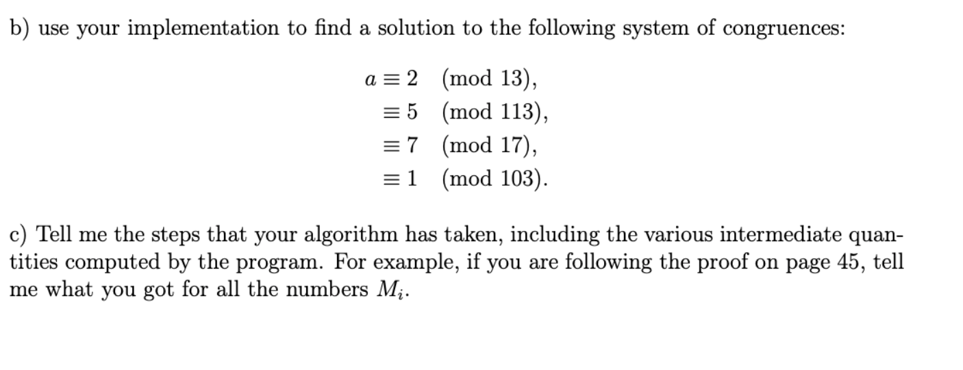 Solved Problem 4. a) Implement a solution of the Chinese | Chegg.com
