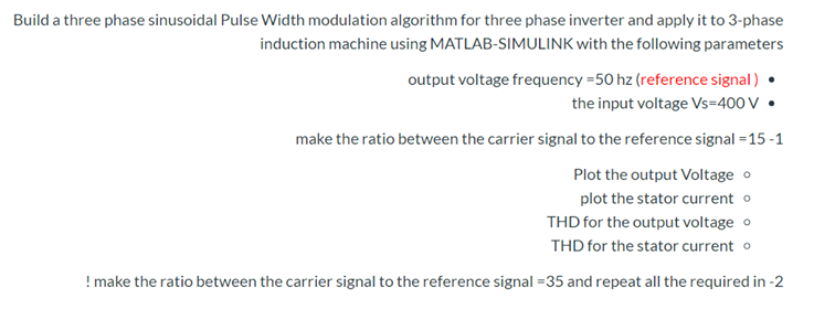 Build a three phase sinusoidal Pulse Width modulation | Chegg.com