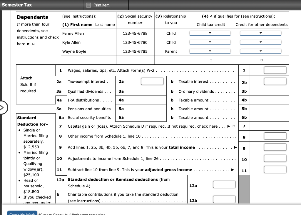 Complete Form 1040 below for Lance and Wanda | Chegg.com