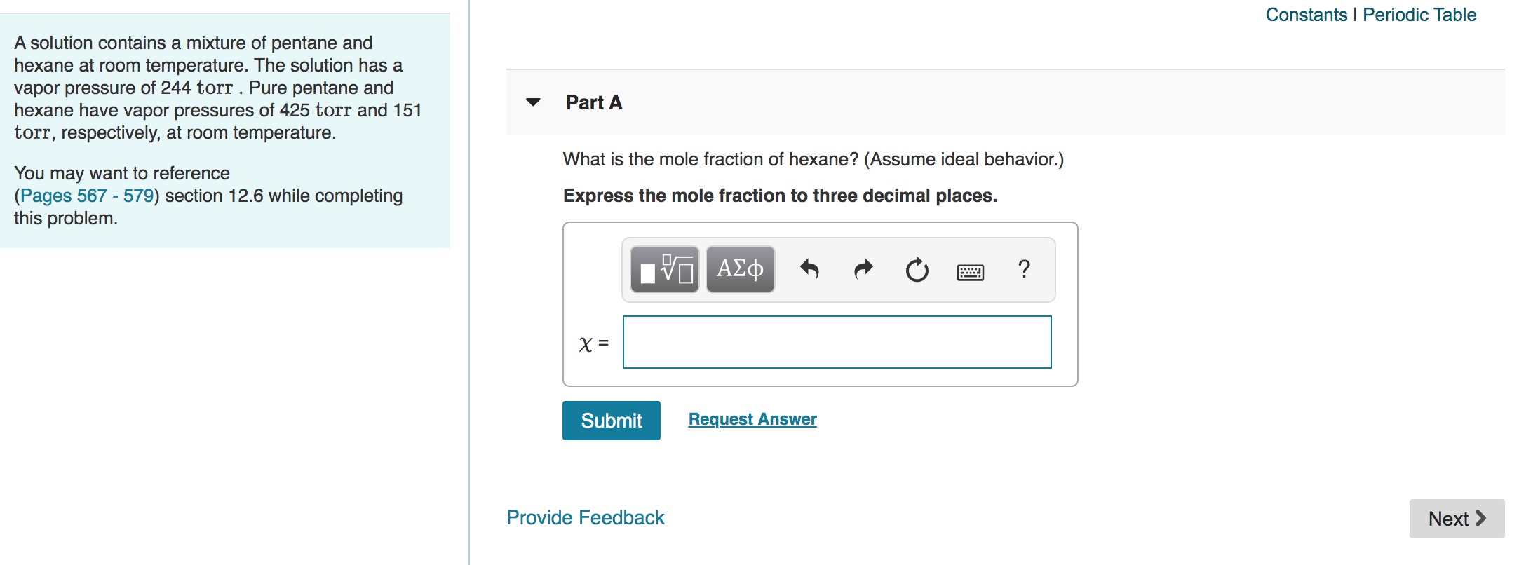 Solved A solution contains a mixture of pentane and hexane | Chegg.com