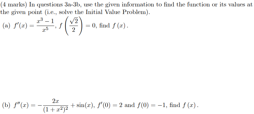 Solved (4 marks) In questions 3a-3b, use the given | Chegg.com