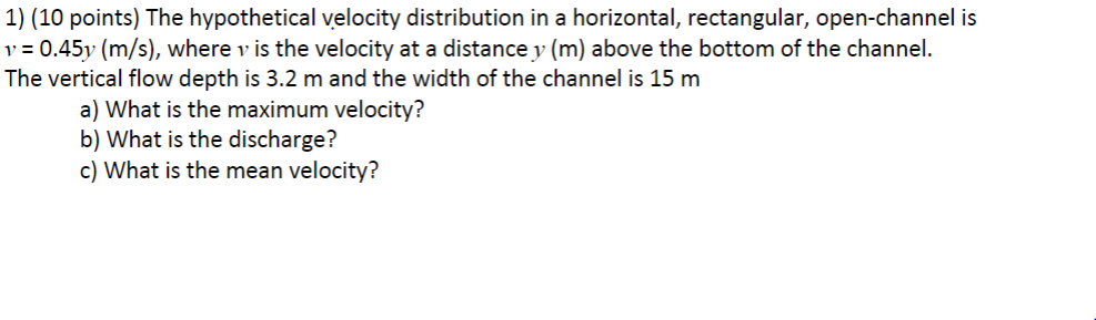 Solved 1) ( 10 points) The hypothetical velocity | Chegg.com