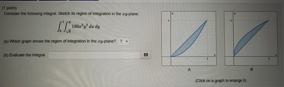 Solved (1 point) Consider the following integral. Sketch its | Chegg.com