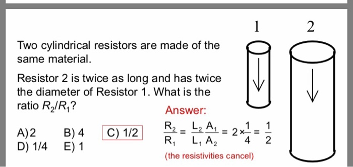 Solved Two cylindrical resistors are made of the same | Chegg.com