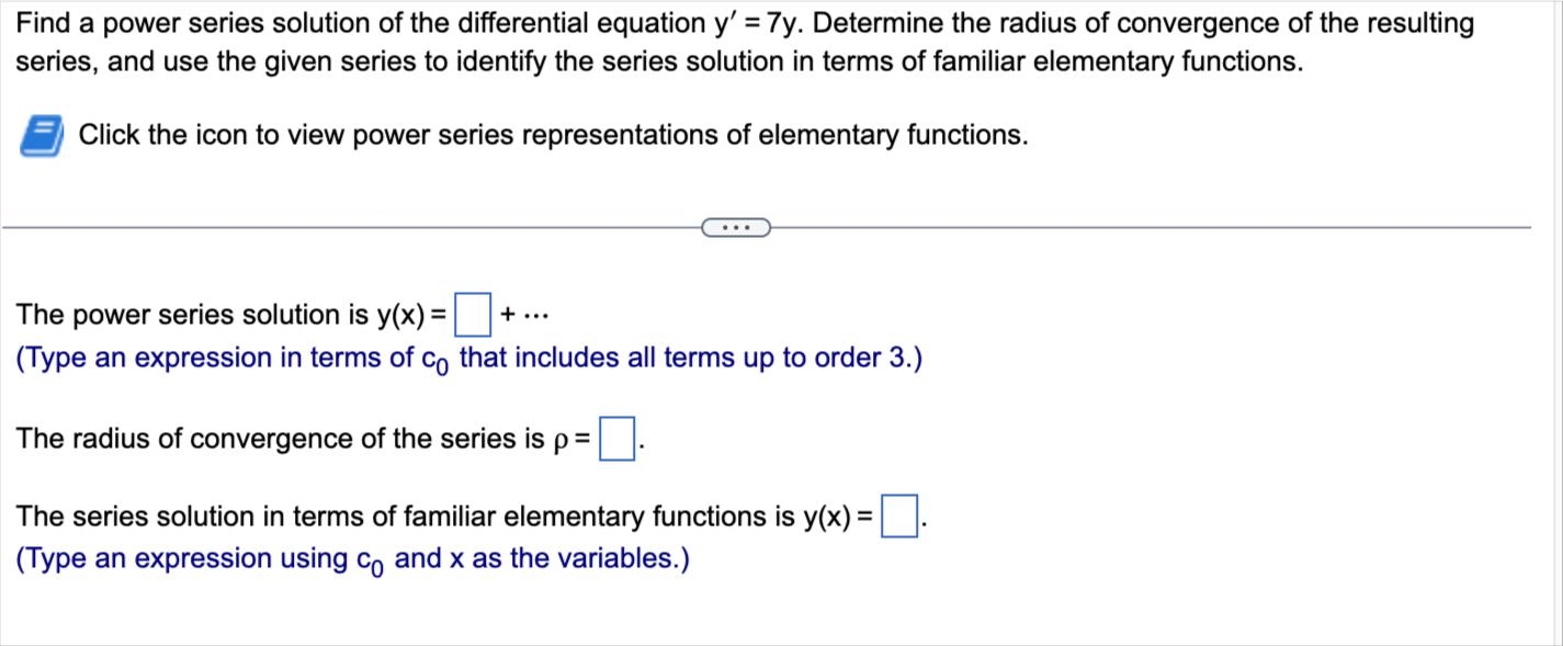 Solved Find a power series solution of the differential | Chegg.com