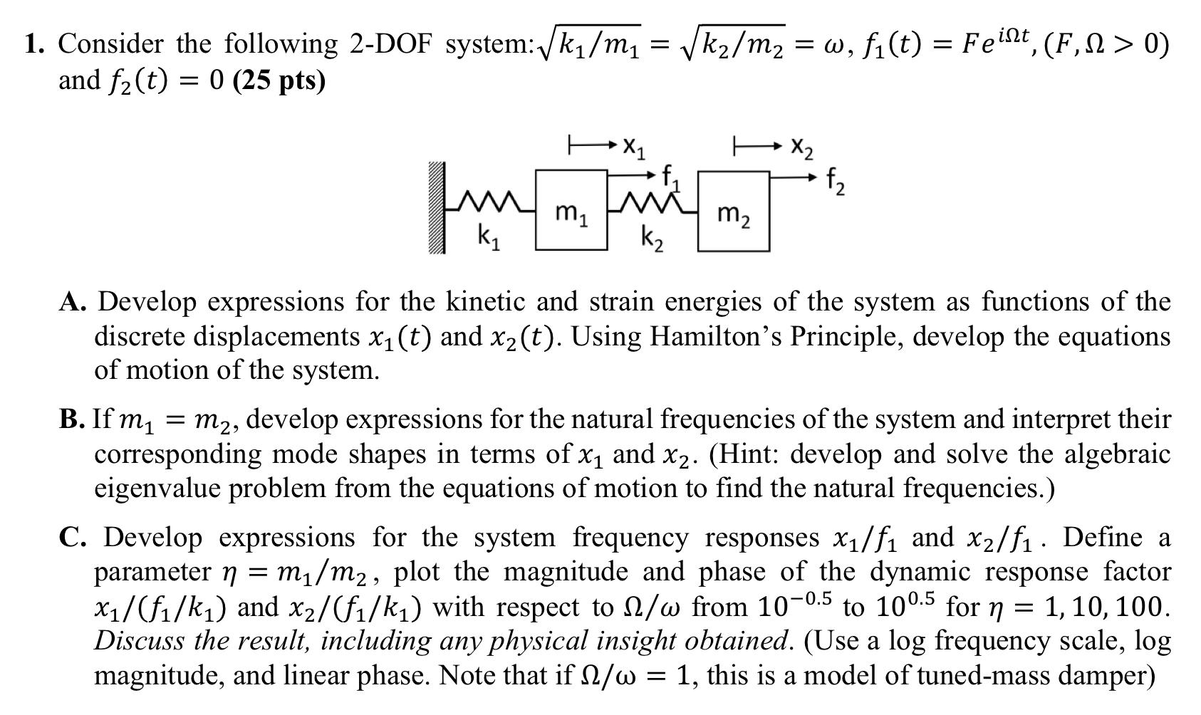Solved 1. Consider the following 2-DOF system: | Chegg.com