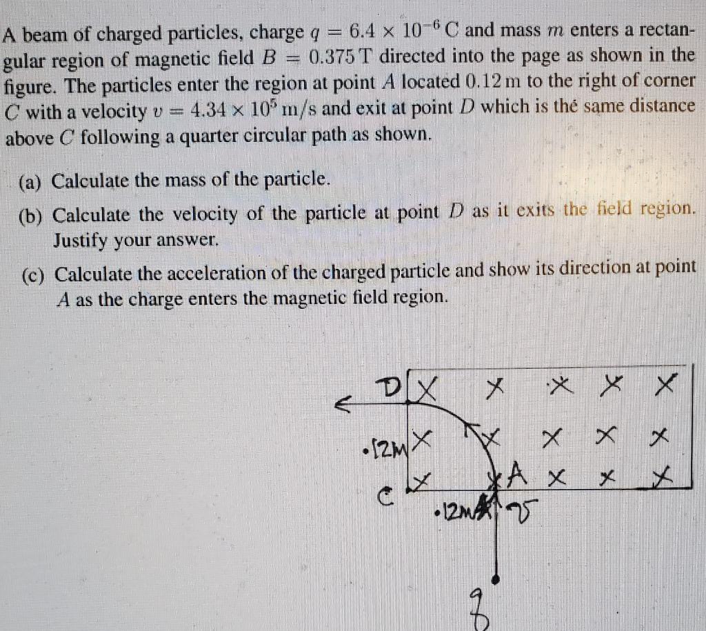 Solved A beam of charged particles, charge q = 6.4 x 10-6C | Chegg.com