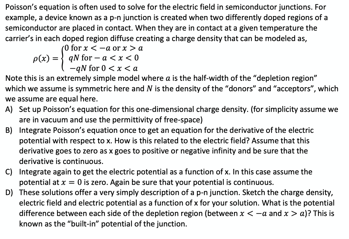 Poisson's equation is often used to solve for the | Chegg.com
