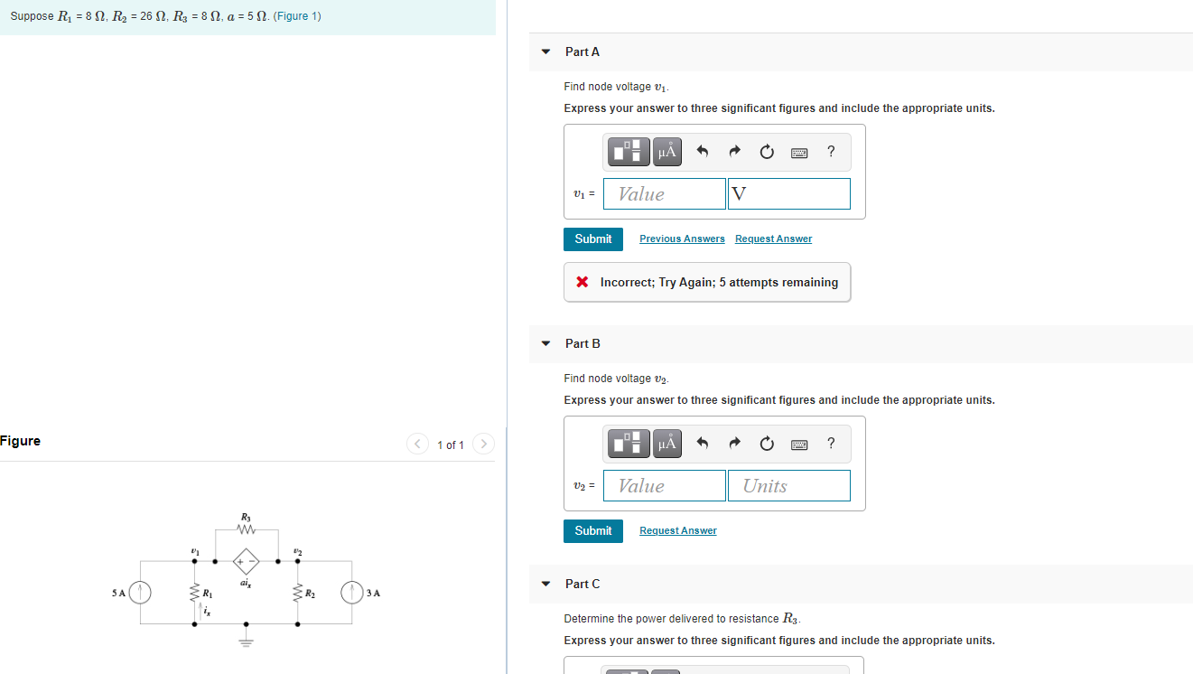 Solved Suppose R1 = 8 12, R2 = 262, R3 = 8 12, a = 5 12. | Chegg.com