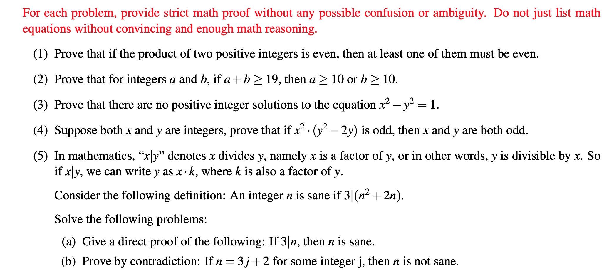 Solved For each problem, provide strict math proof without | Chegg.com
