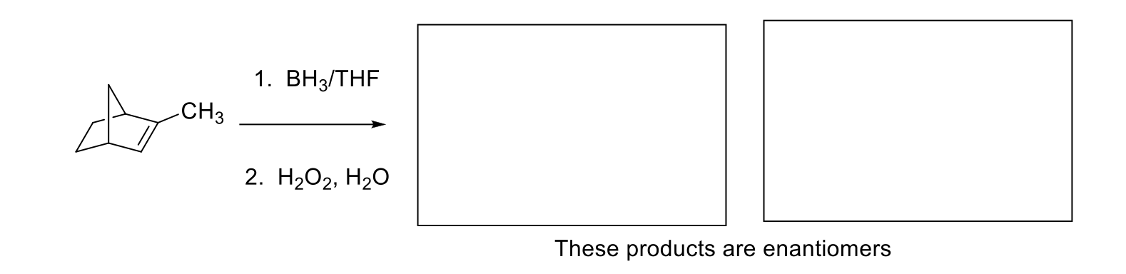 Solved 1. BH3/THF 2. H2O2,H2O These products are enantiomers | Chegg.com
