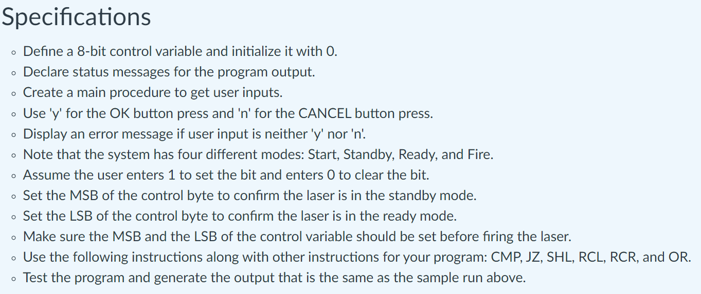Solved Project Description Write a program that controls the | Chegg.com