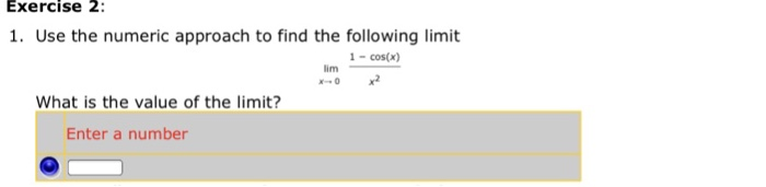 Solved Exercise 2: 1. Use the numeric approach to find the | Chegg.com