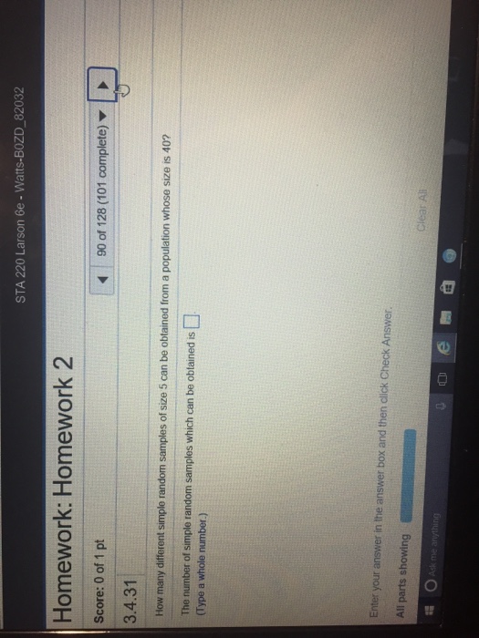 Solved How many different simple random samples of size 5 | Chegg.com