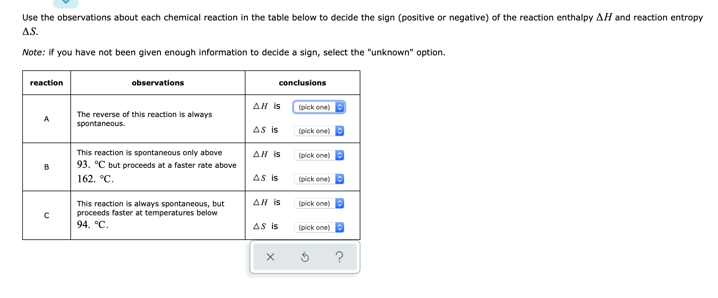 Solved Use the observations about each chemical reaction in | Chegg.com