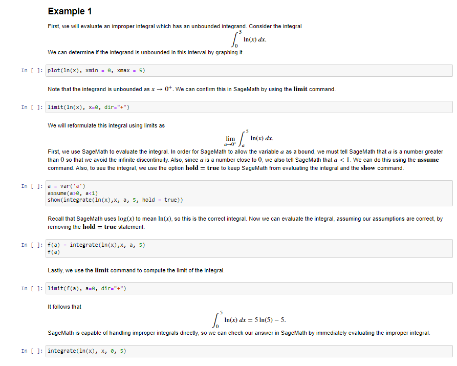Example 1 First, we will evaluate an improper | Chegg.com
