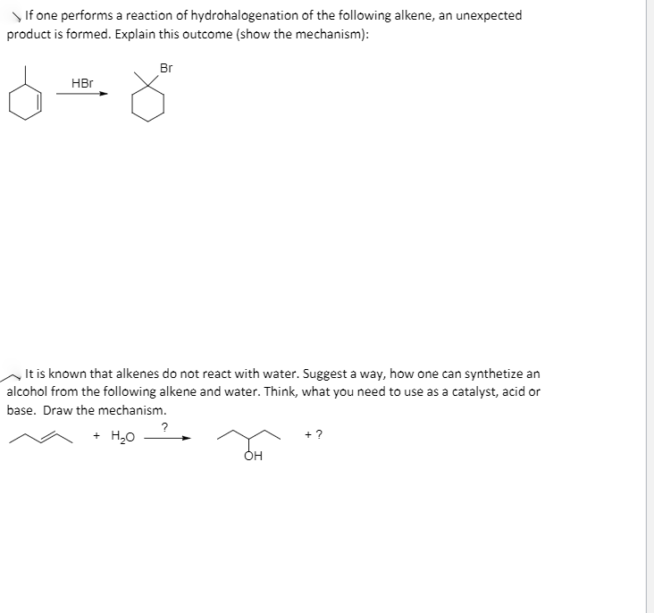 Solved If one performs a reaction of hydrohalogenation of | Chegg.com