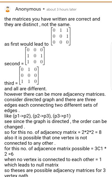 Solved Q1] Write down all possible adjacency matrices and | Chegg.com