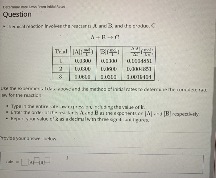 Solved Determine Rate Laws From Initial Rates Question A | Chegg.com