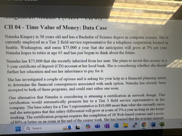 Solved CH 04 - ﻿Time Value of Money: Data CaseNatasha | Chegg.com