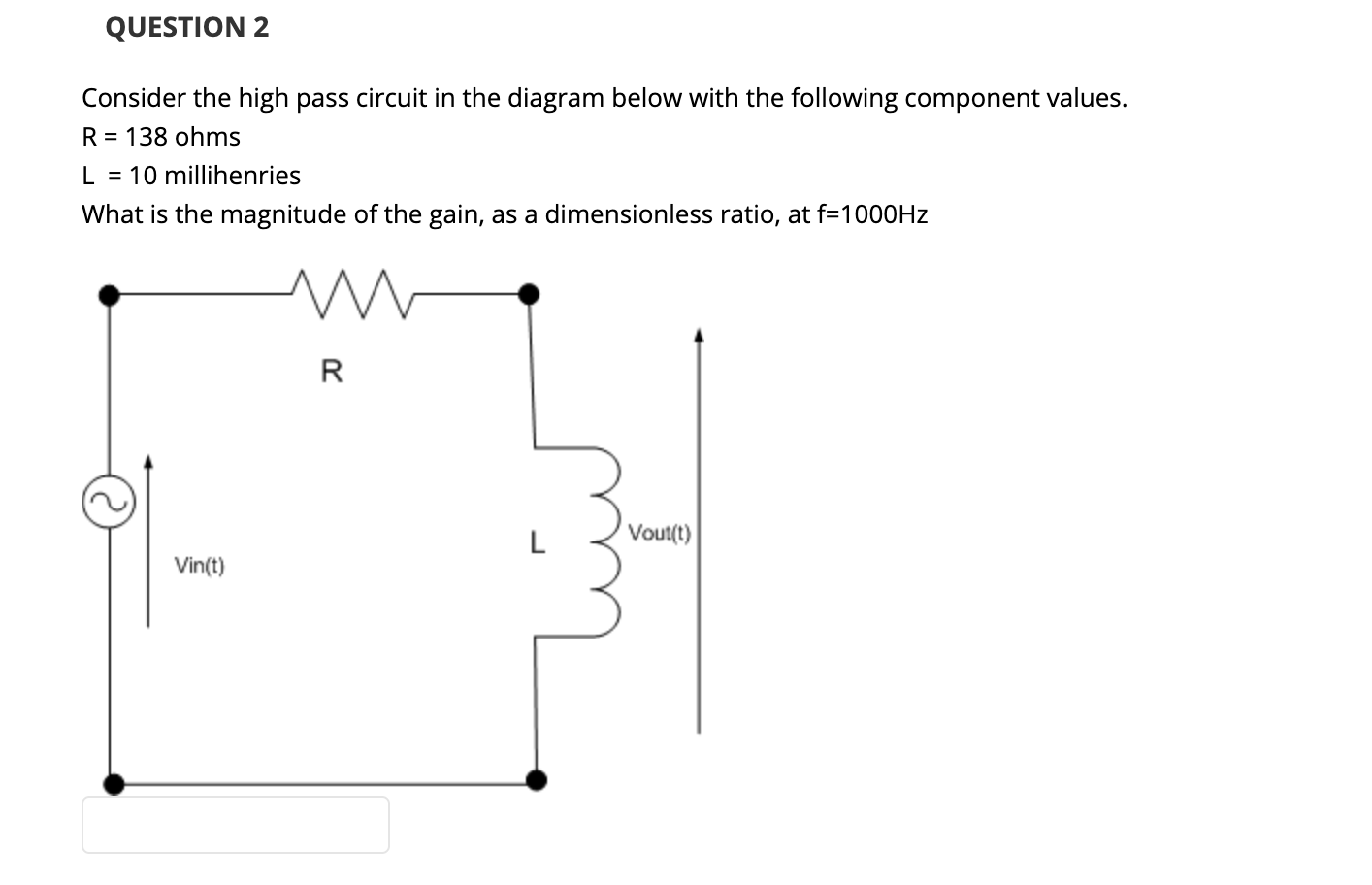 Solved QUESTION 1 Consider the high pass filter circuit in | Chegg.com