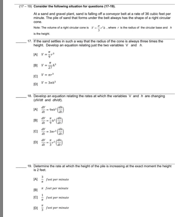 Solved (17-19) Consider the following situation for | Chegg.com