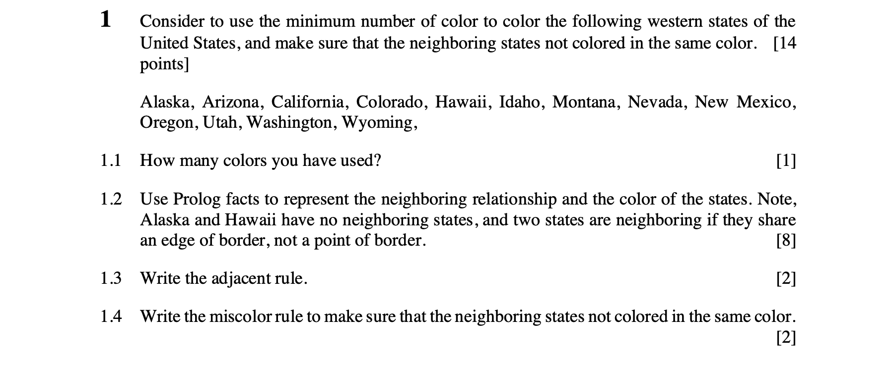 Solved 1 Consider to use the minimum number of color to | Chegg.com