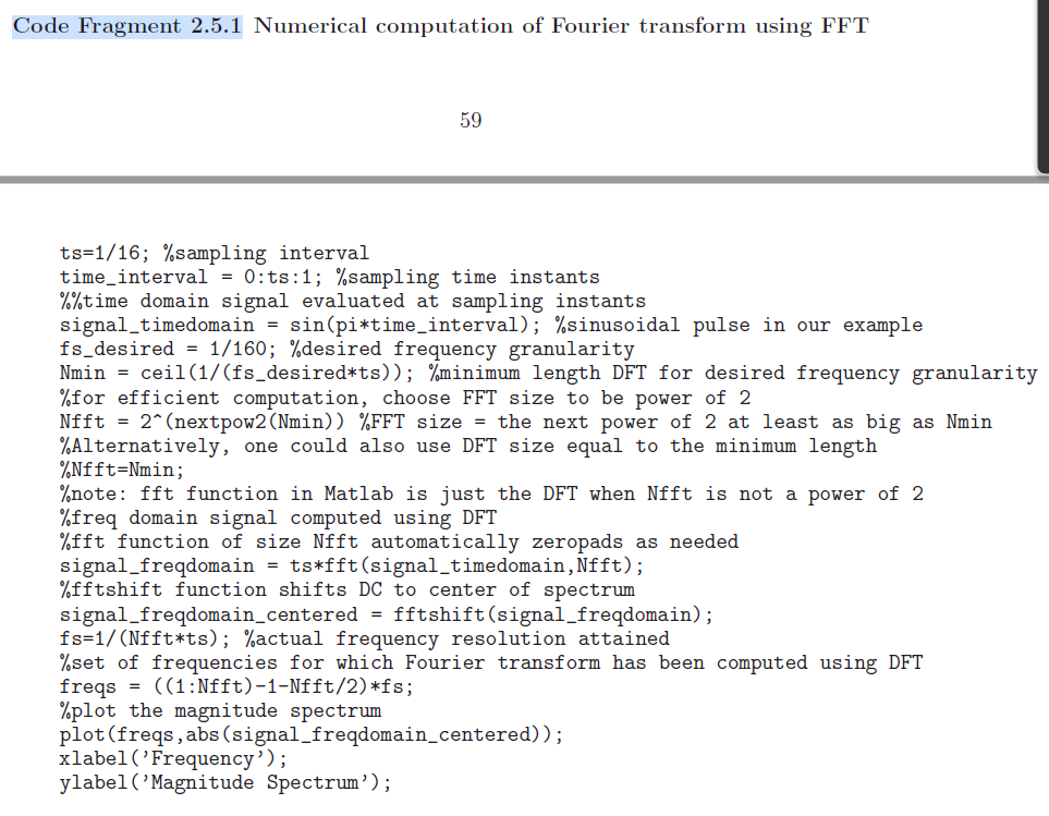 Code Fragment 2.5.1 Numerical computation of Fourier | Chegg.com
