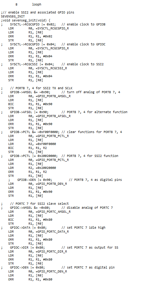 main BL SEVENSEG_INIT R5, -digit LDR R10 = do { MOV | Chegg.com