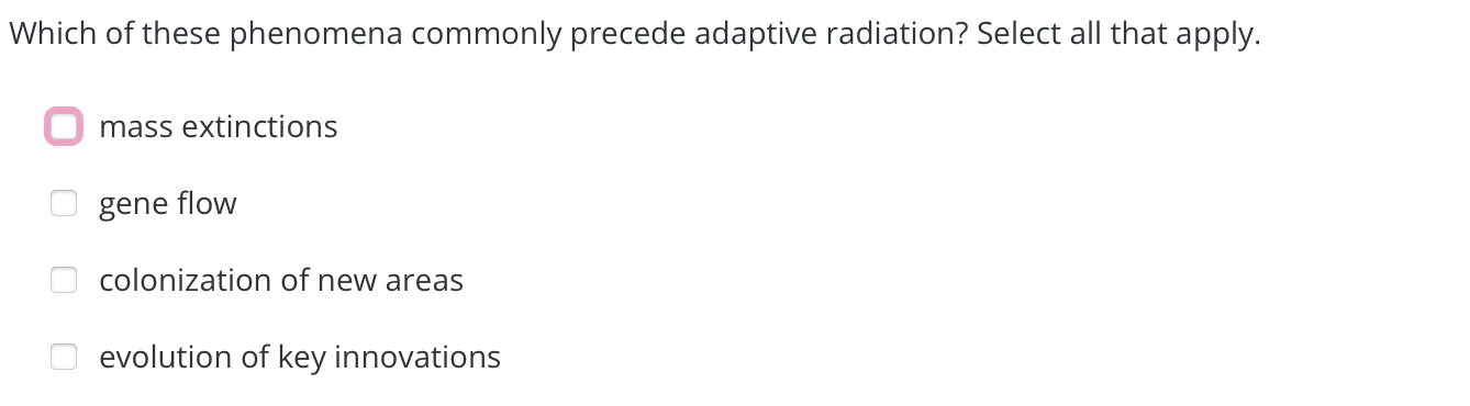 Solved Which of these phenomena commonly precede adaptive | Chegg.com