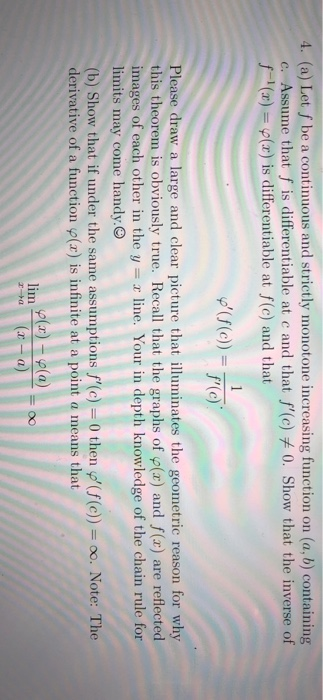 Solved 4. (a) Let f be a continuous and strictly monotone | Chegg.com