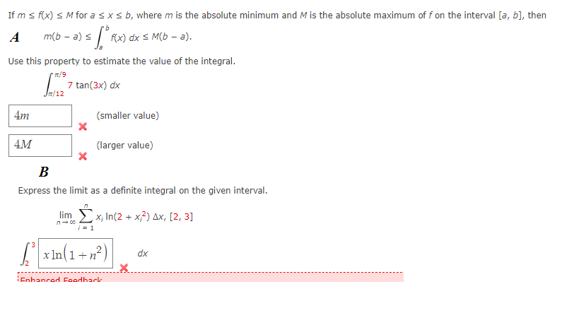 Solved 1) If m ≤ f(x) ≤ M for a ≤ x ≤ b, where m is the | Chegg.com