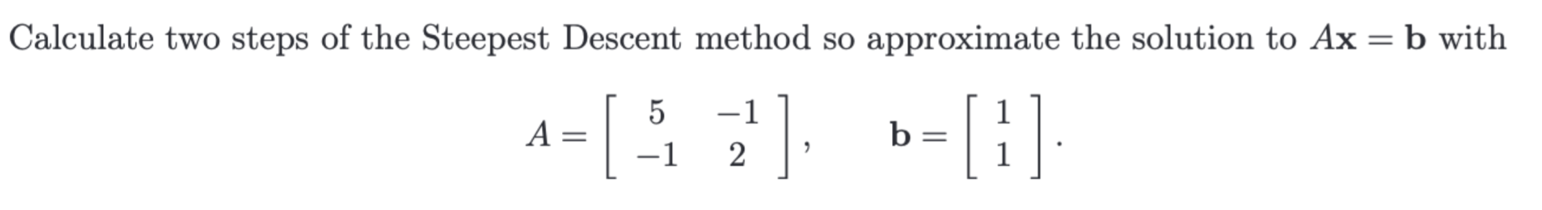 Solved Calculate two steps of the Steepest Descent method so | Chegg.com