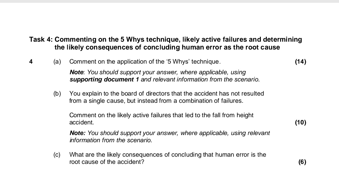Solved Task 4: Commenting on the 5 Whys technique, likely | Chegg.com