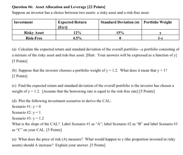 Solved Suppose an investor has a choice between two assets: | Chegg.com