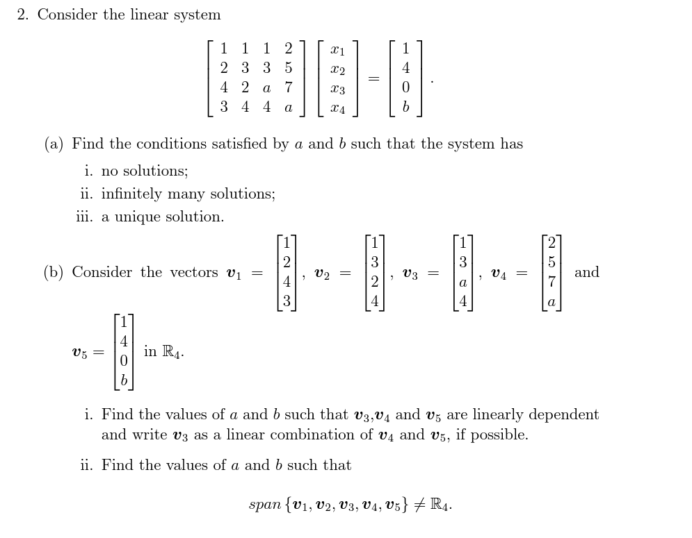 Solved 2. Consider the linear system | Chegg.com