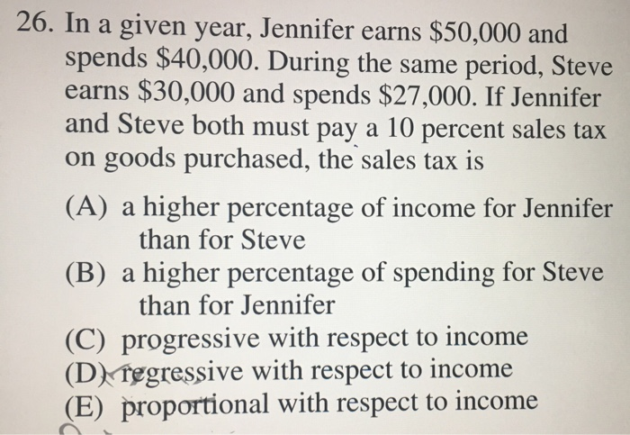 Solved 26 In A Given Year Jennifer Earns 50000 And